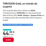 TIMVISION Gold: DAZN, Netflix, Disney+ e Amazon Prime a 44,99€ al mese