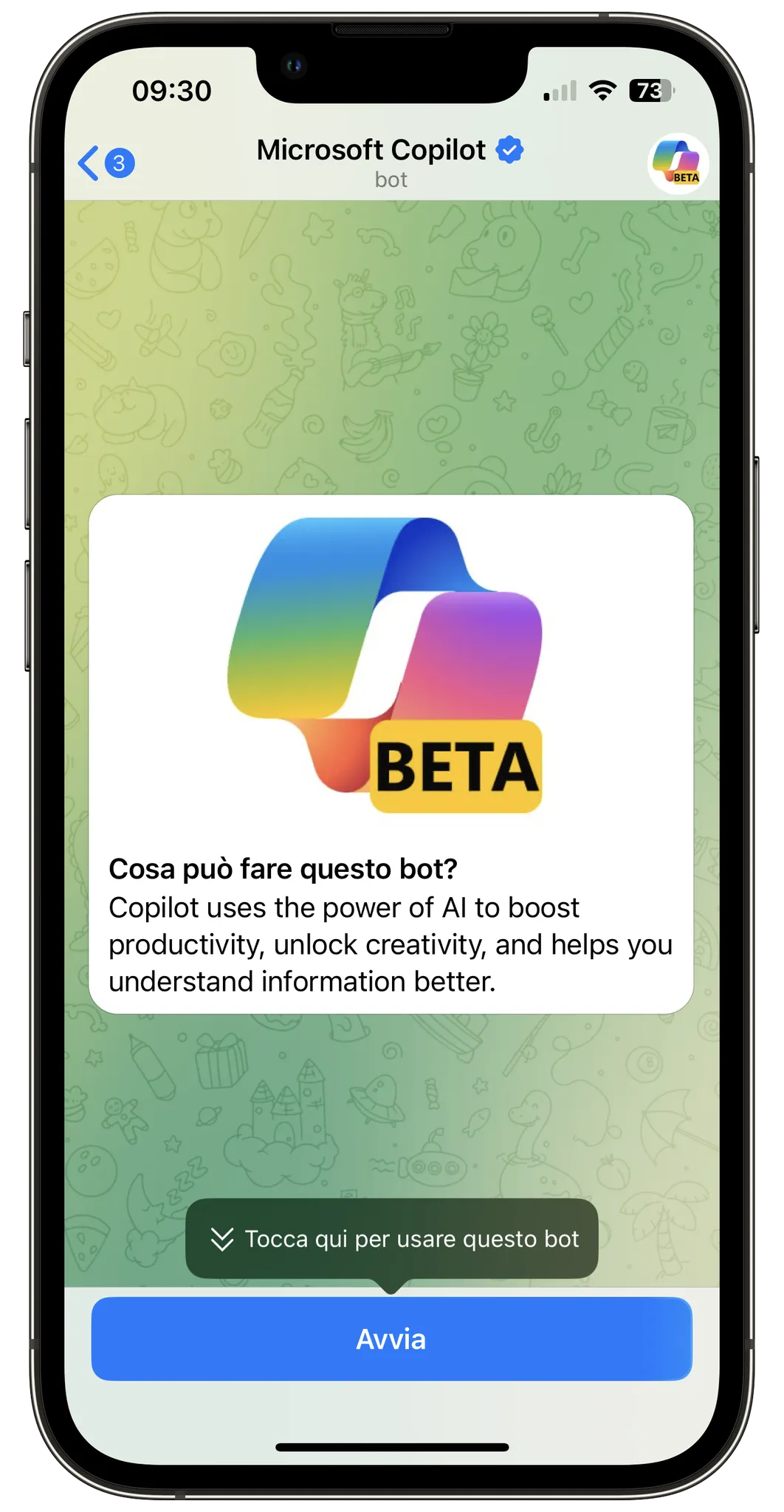 Microsoft Copilot è ora disponibile anche su Telegram