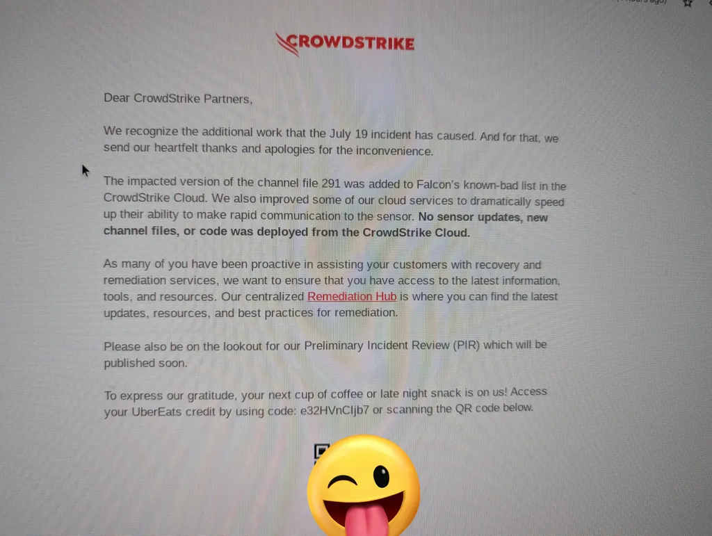 CrowdStrike vuole farsi perdonare con una gift card da 10$
