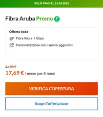 Aruba Fibra da 17,69€ al mese per 6 mesi: la promo scade oggi