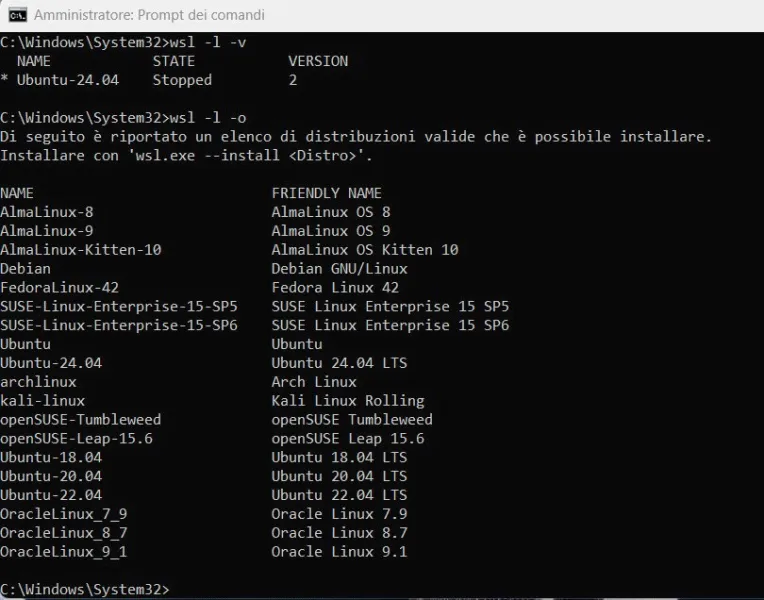 È ufficiale: Fedora e Arch Linux sono distribuzioni WSL, in Windows